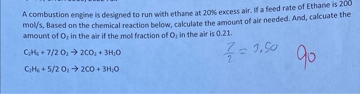 Solved A combustion engine is designed to run with ethane at | Chegg.com