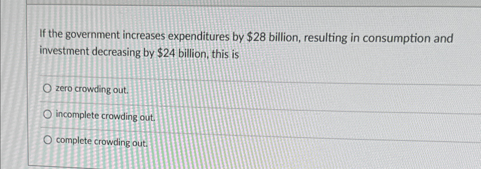 Solved If the government increases expenditures by $28 | Chegg.com