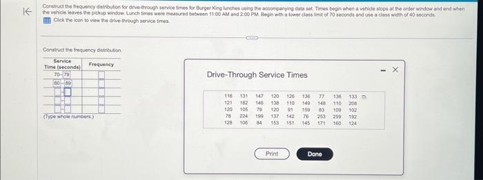 Solved Construat the frequency isurbution for orve-through | Chegg.com