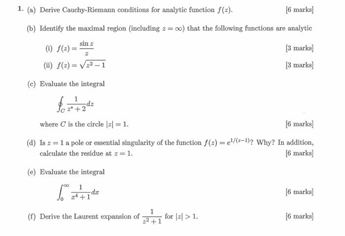 Solved 1 A Derive Cauchy Riemann Conditions For Analytic