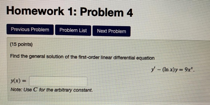 Solved Homework 1 Problem 4 Previous Problem Problem List 6777