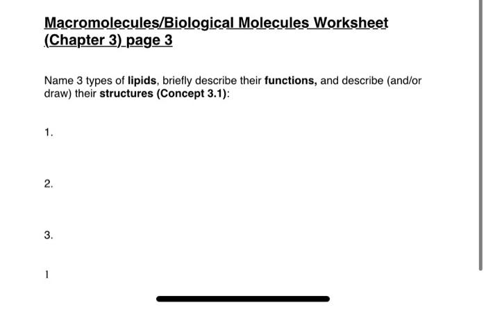Solved Macromolecules/Biological Molecules Worksheet | Chegg.com