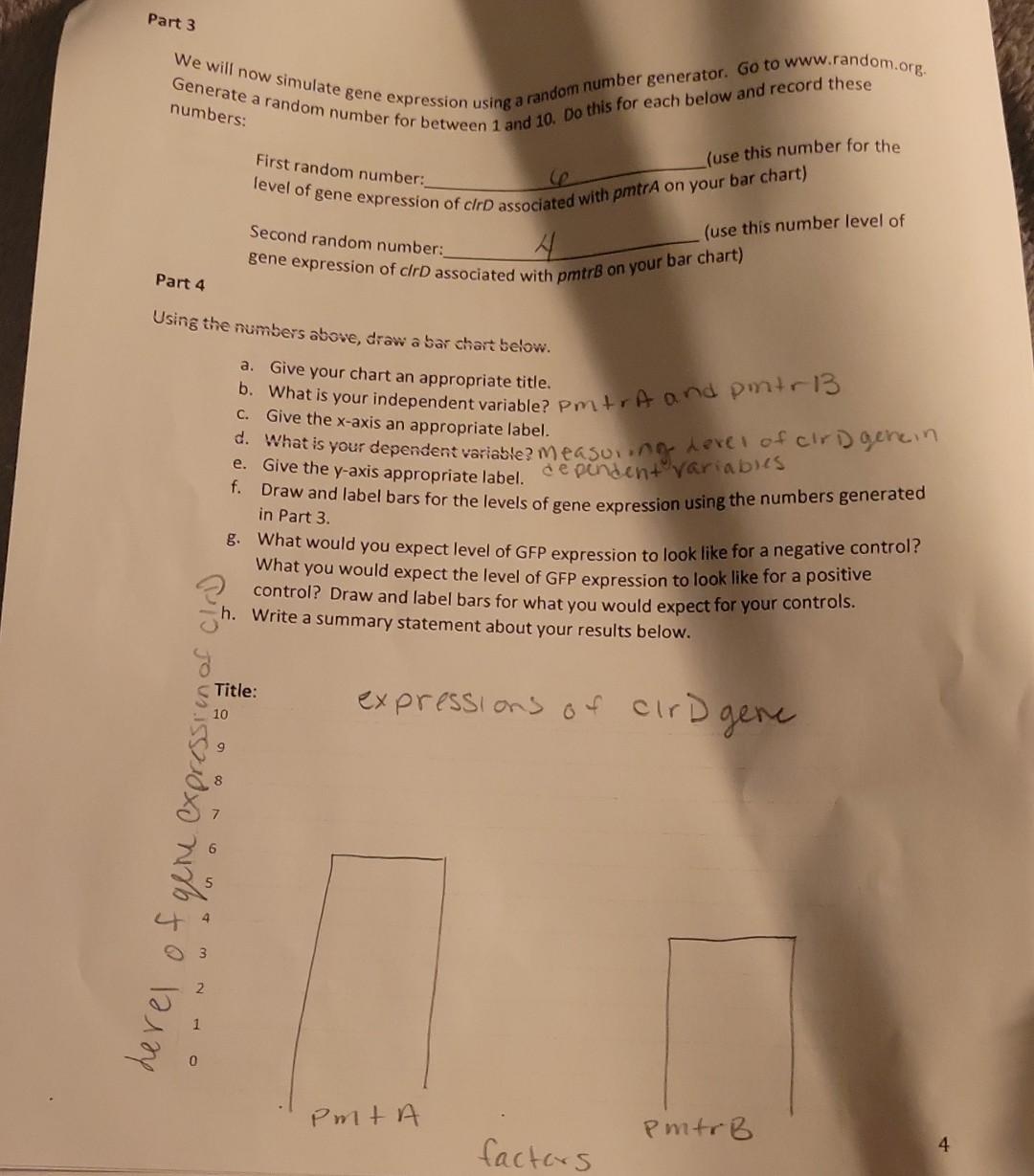Solved We will now simulate gene expression using a random | Chegg.com