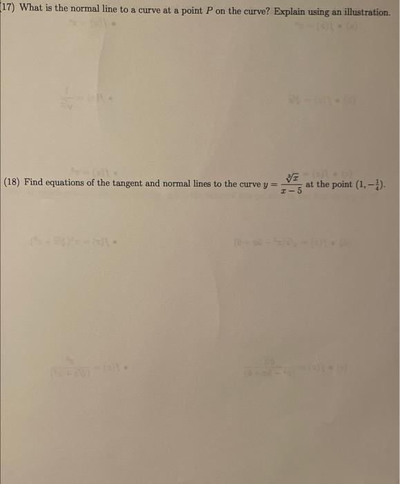 Solved 17) What is the normal line to a curve at a point P | Chegg.com