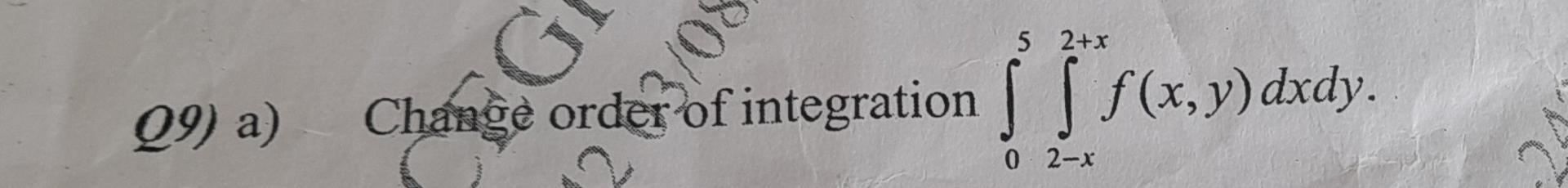 Solved Q9) a) Change order of integration | Chegg.com