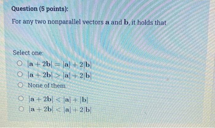 Solved For any two nonparallel vectors a and b, it holds | Chegg.com