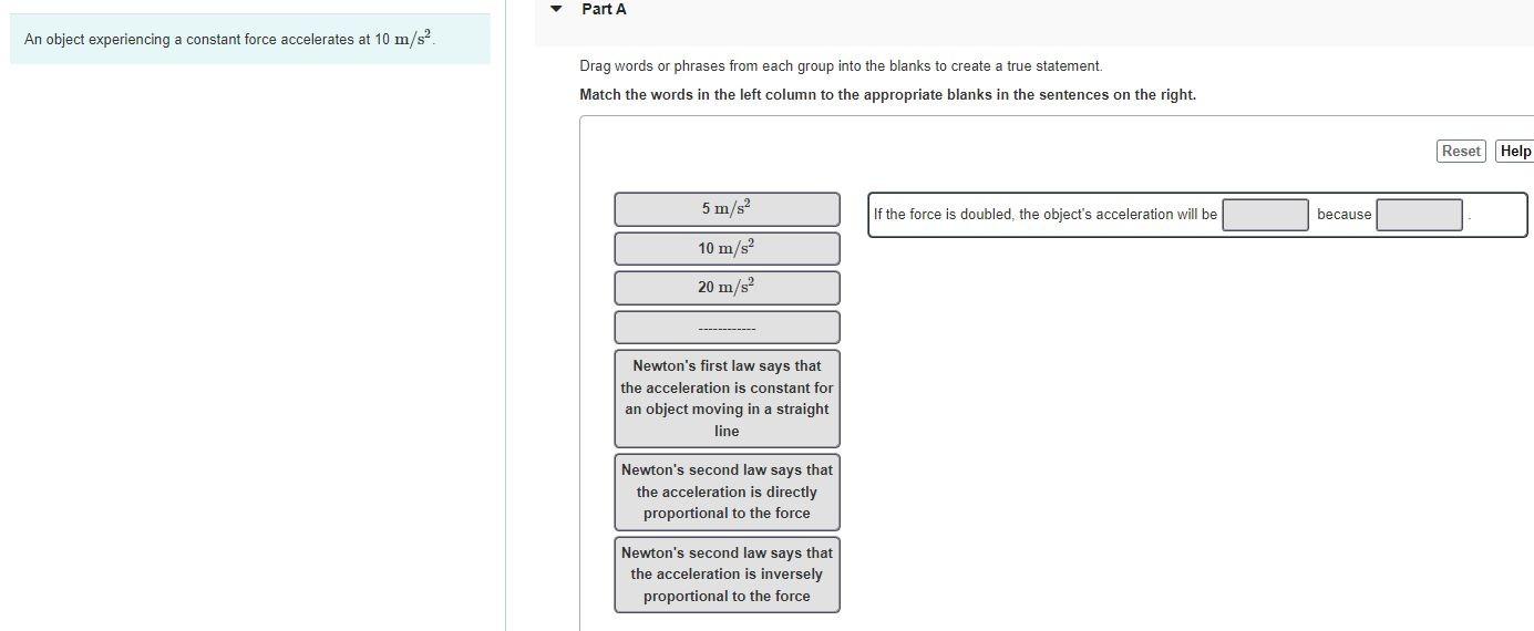 Solved An Object Experiencing A Constant Force Accelerates
