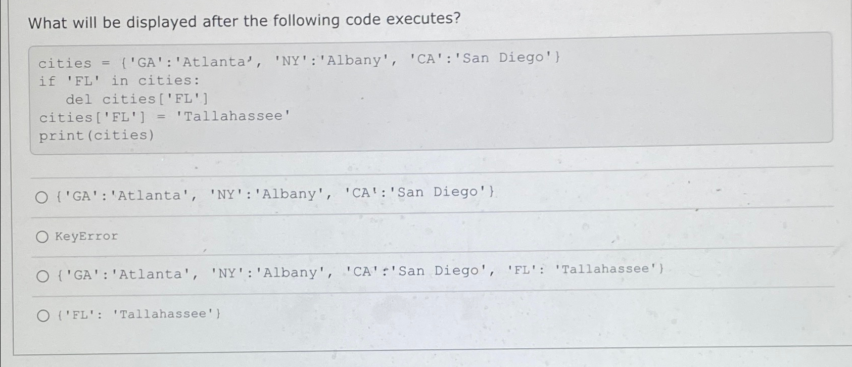 Solved What will be displayed after the following code | Chegg.com