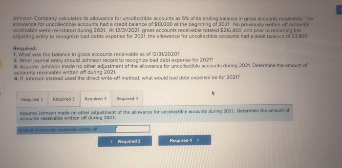 Solved Johnson Company calculates its allowance for | Chegg.com