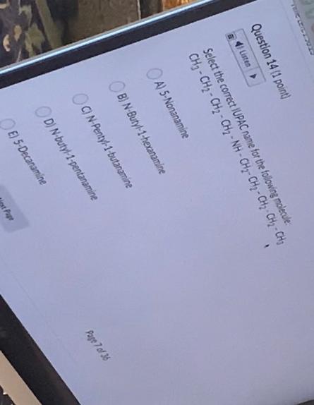 Solved Question 14 (1 point) Select the correct IUPAC name | Chegg.com