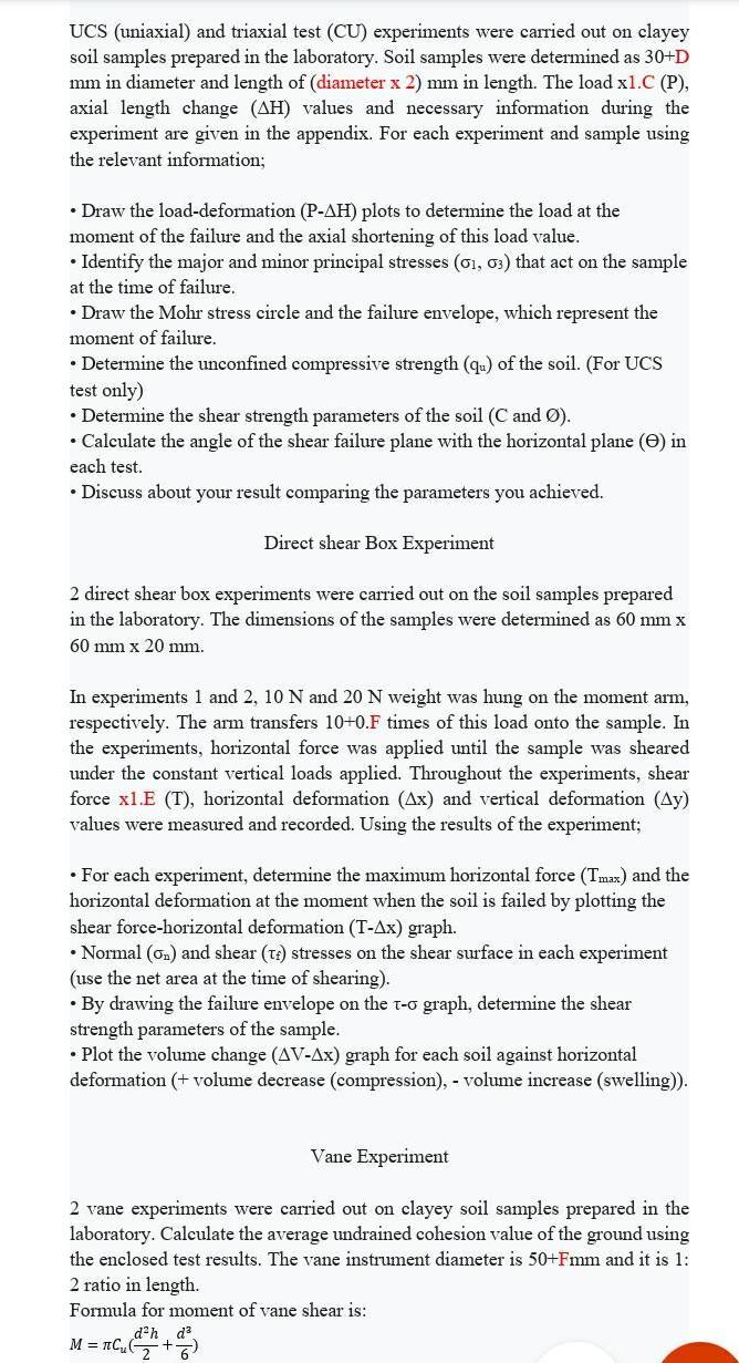 Solved UCS (uniaxial) and triaxial test (CU) experiments | Chegg.com