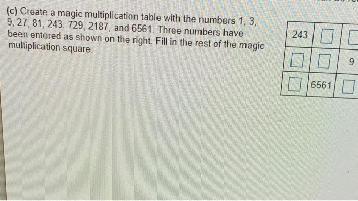 Solved (c) Create a magic multiplication table with the | Chegg.com