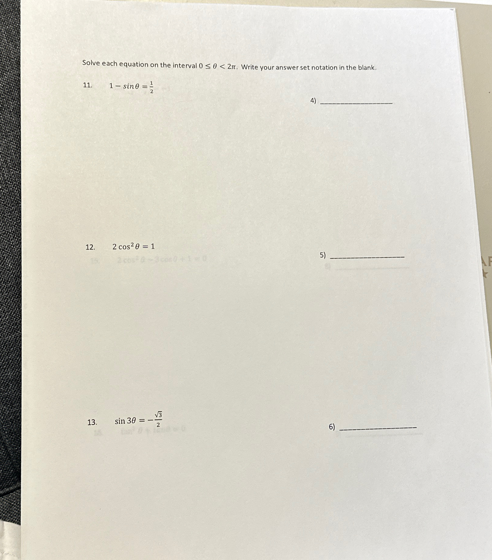 Solved Solve each equation on the interval 0≤θ