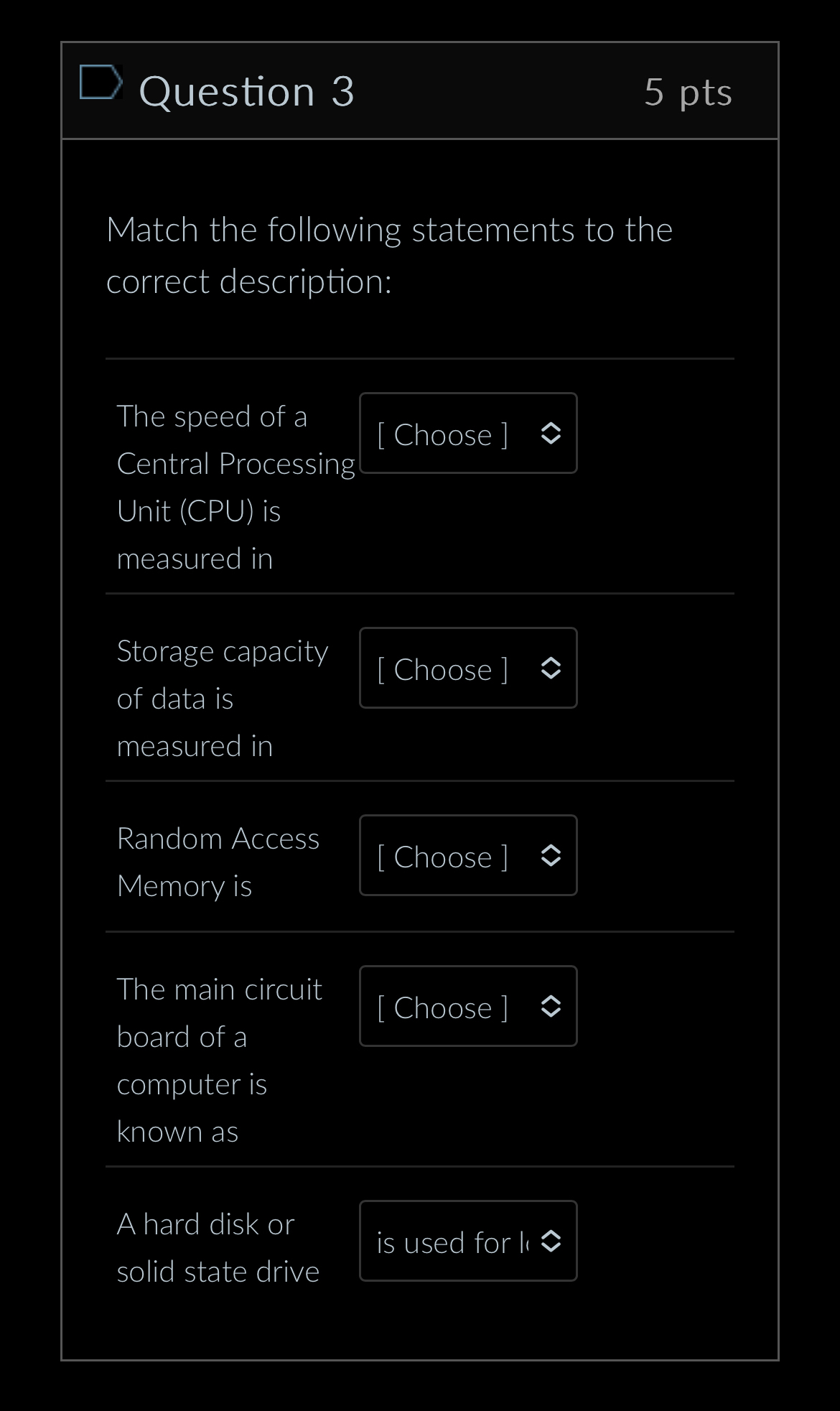 Solved Question 35 ﻿ptsMatch the following statements to the | Chegg.com