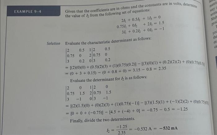 Solved Using determinants, solve the following set of | Chegg.com