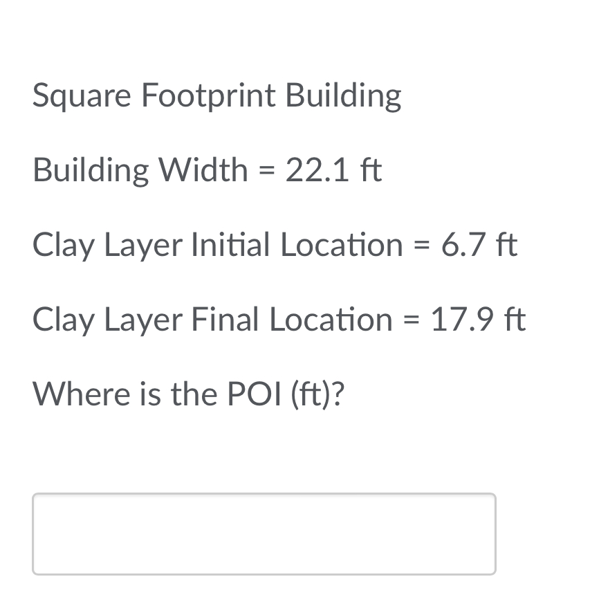 Solved Square Footprint BuildingBuilding Width =22.1ftClay | Chegg.com