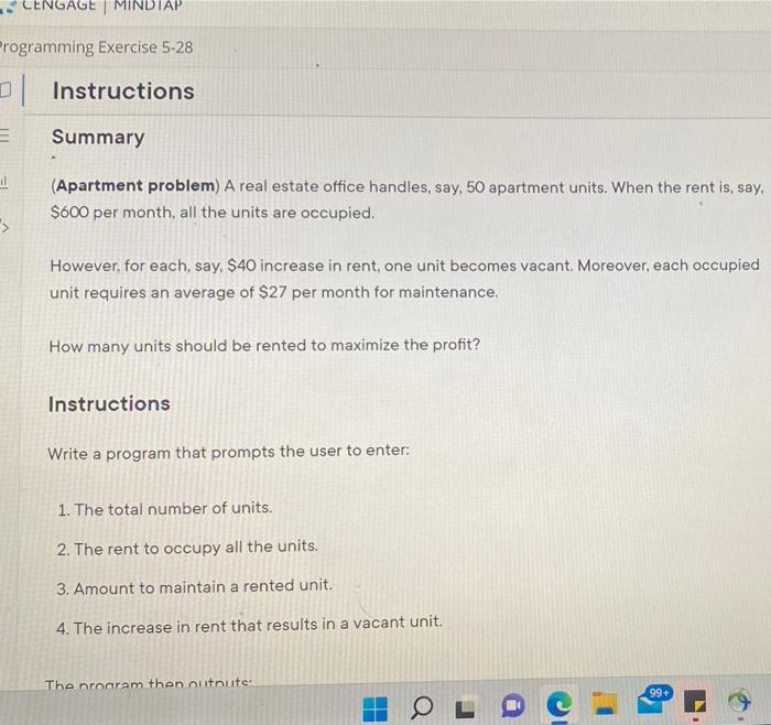 Solved CENGAGE | MINDIAP Programming Exercise 5-28 0 | Chegg.com