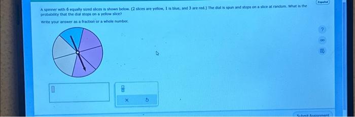 Solved A spinner with 6 equally sized slices is shown below. | Chegg.com