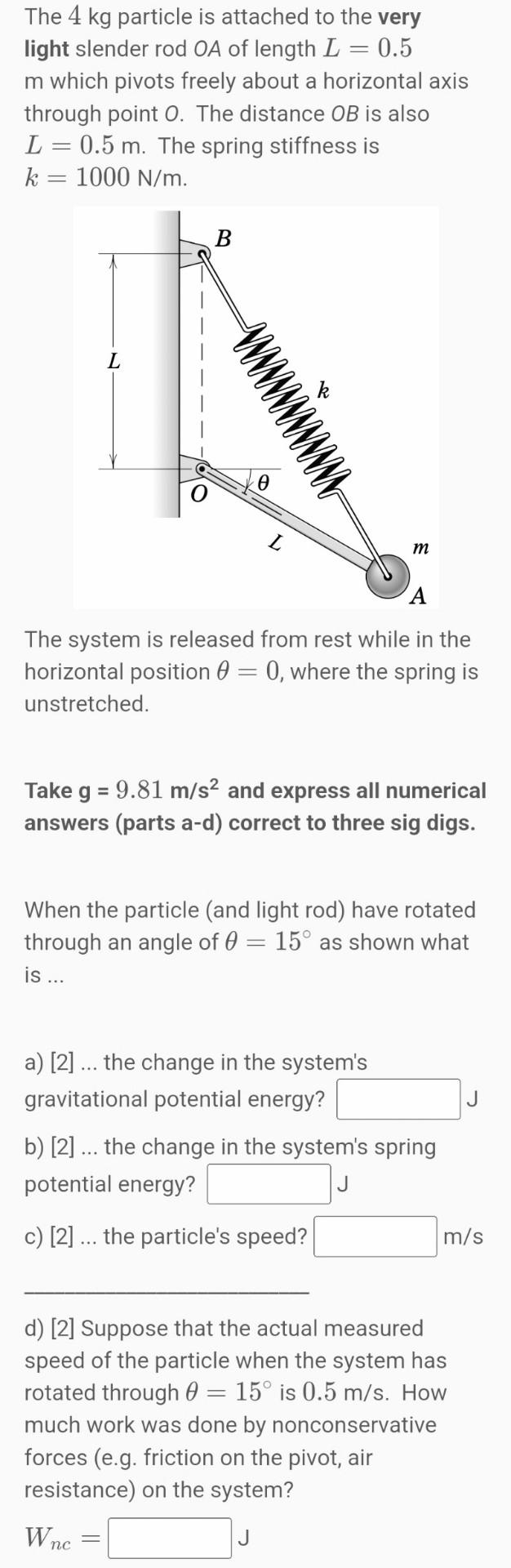 Solved The 4 kg particle is attached to the very light | Chegg.com