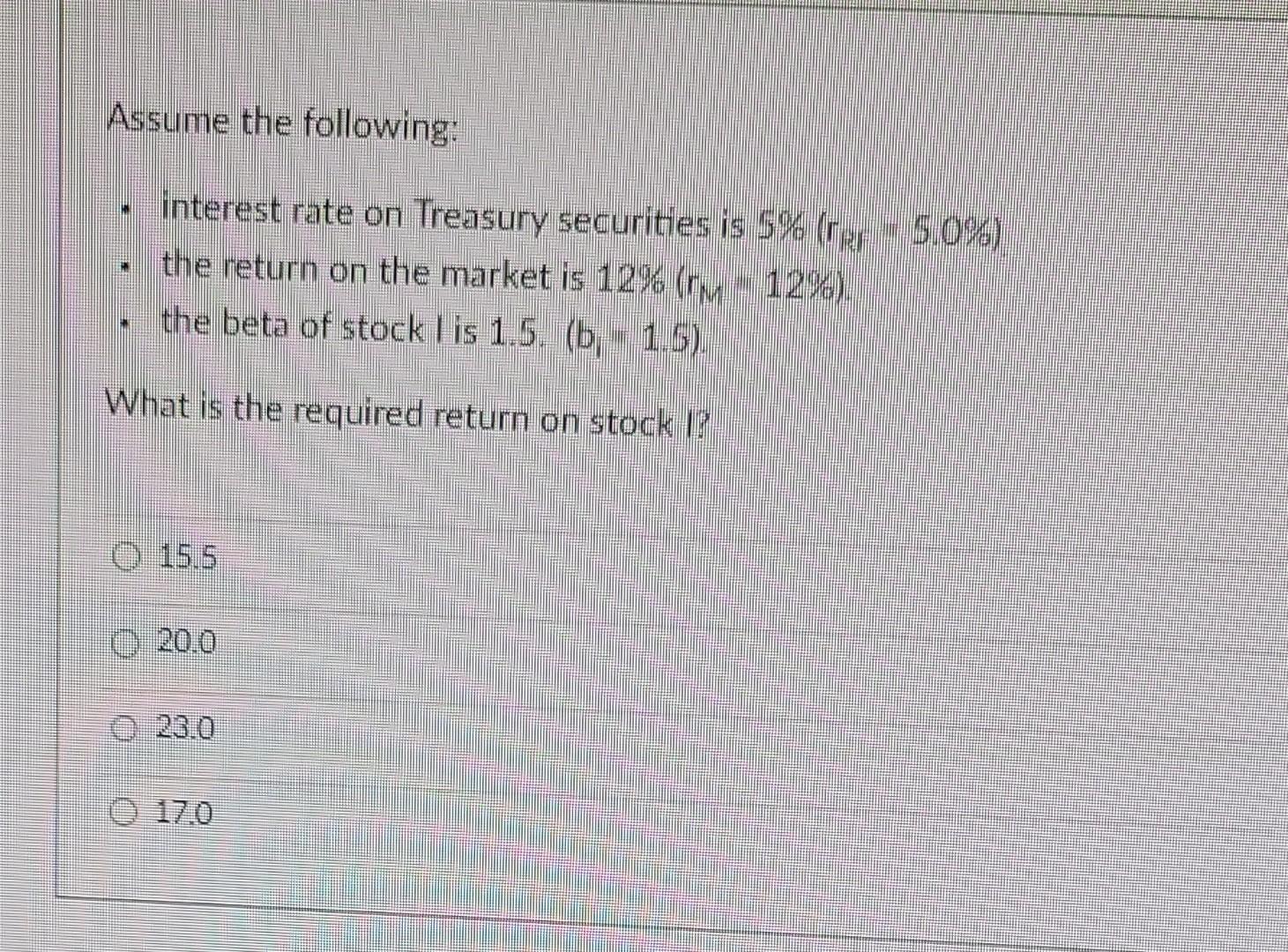 Solved Assume the following: - interest rate on Treasury | Chegg.com