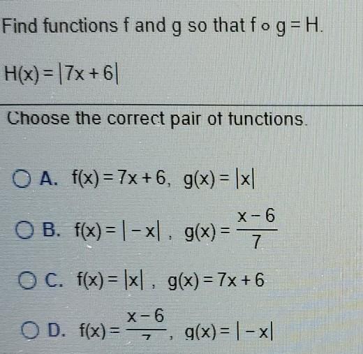 Solved Find Functions Fand G So That Fog H F H X 17x 61