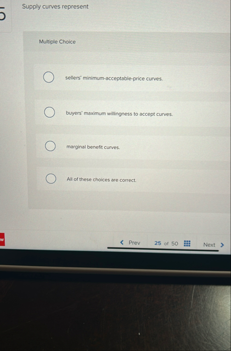 Solved Supply curves representMultiple Choicesellers' | Chegg.com
