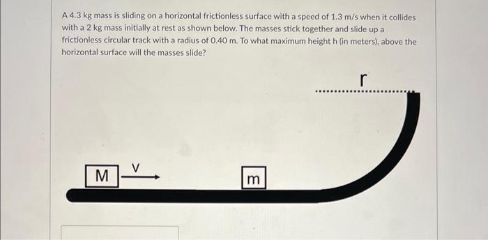 Solved A 4.3 kg mass is sliding on a horizontal frictionless | Chegg.com