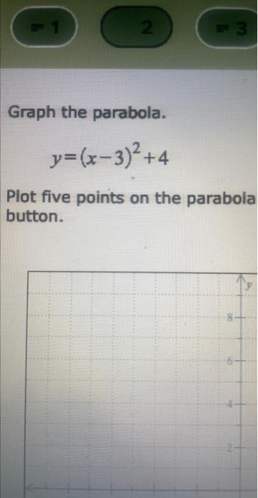 Solved Graph the parabola. y=(x−3)2+4 Plot five points on | Chegg.com