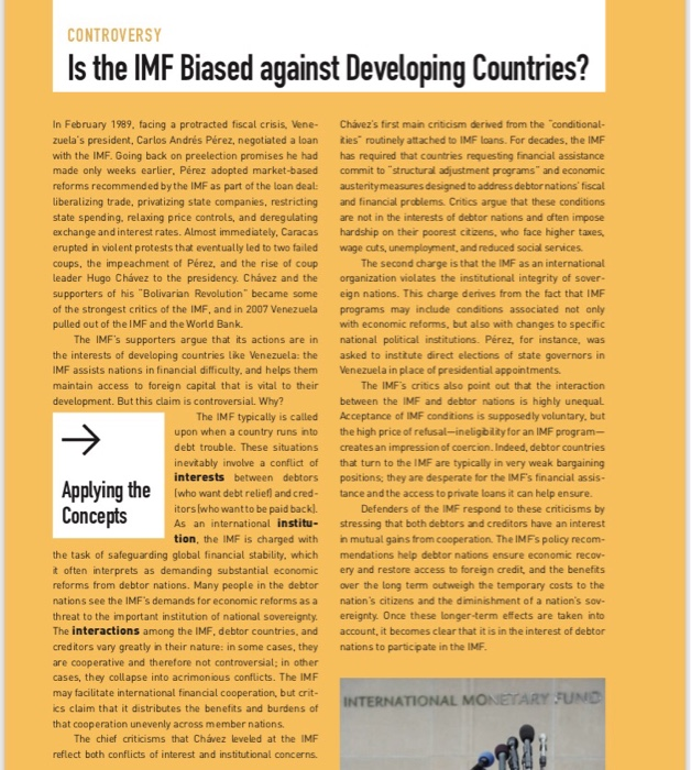 Solved CONTROVERSY Is the IMF Biased against Developing | Chegg.com