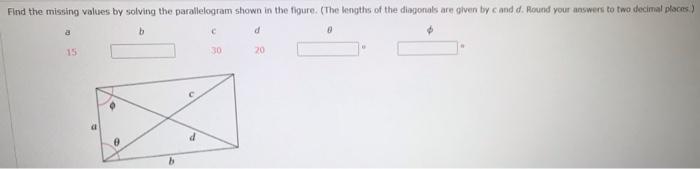 Solved Find the missing values by solving the parallelogram | Chegg.com