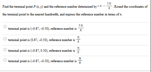 Solved Find the terminal point P(x,y) ﻿and the reference | Chegg.com