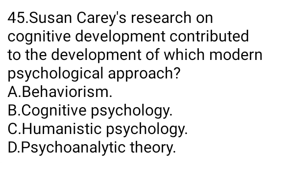 Solved Susan Carey's research on cognitive development | Chegg.com