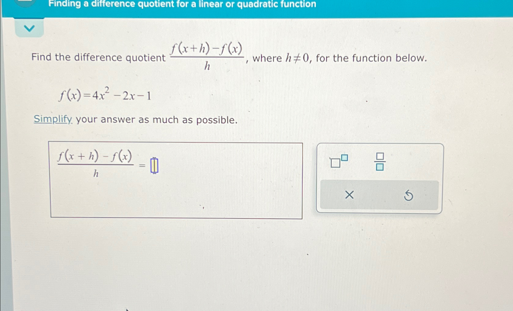 Solved Finding a difierence quotient for a linear or | Chegg.com