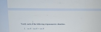 Solved Verify each of the following trigonometric | Chegg.com