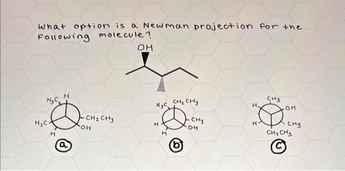 Solved What option is a Newman projection for the Following | Chegg.com