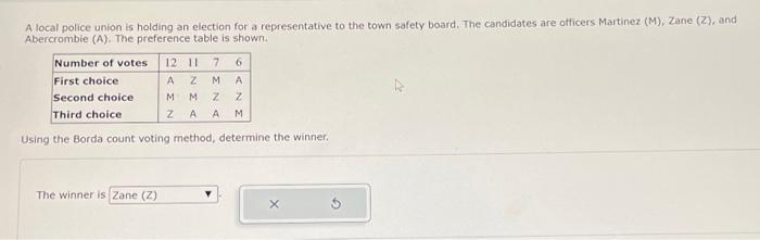 Solved A local police union is holding an election for a | Chegg.com