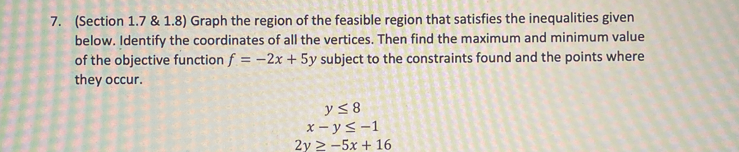 Solved Graph the region of the feasible region that | Chegg.com