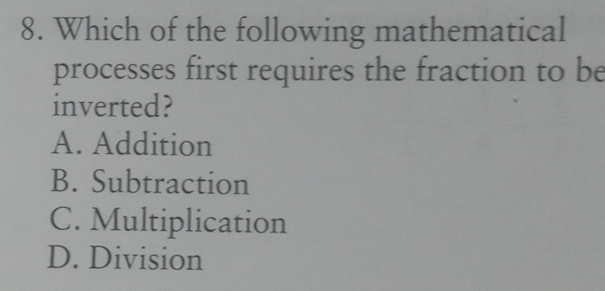 Solved Which of the following mathematical processes first | Chegg.com