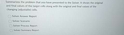 Solved Summarizes the problem that you have presented to the | Chegg.com