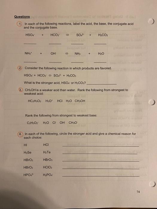 Solved Questions In each of the following reactions, label | Chegg.com