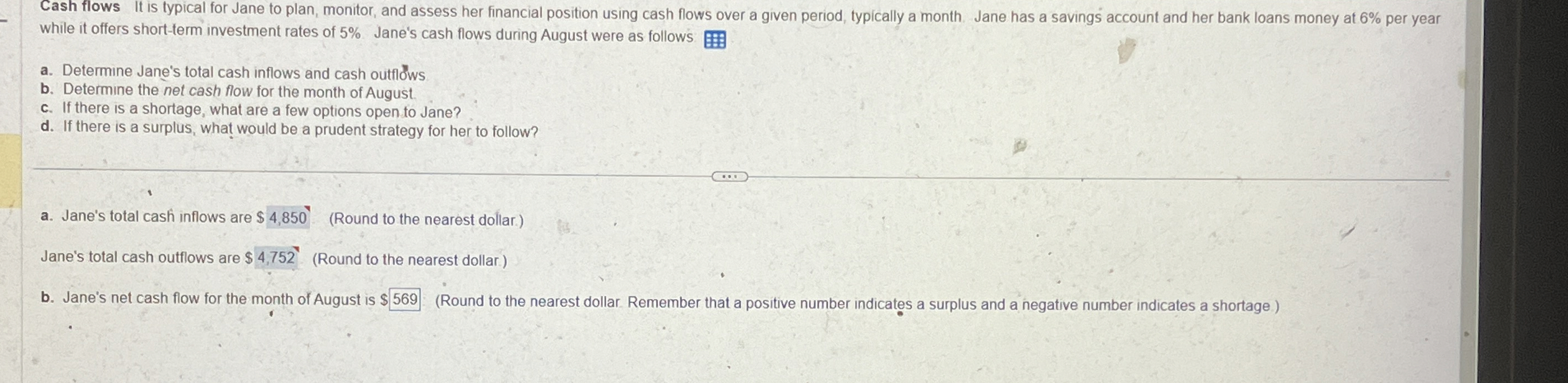 Solved Cash flows It is typical for Jane to plan, monitor, | Chegg.com