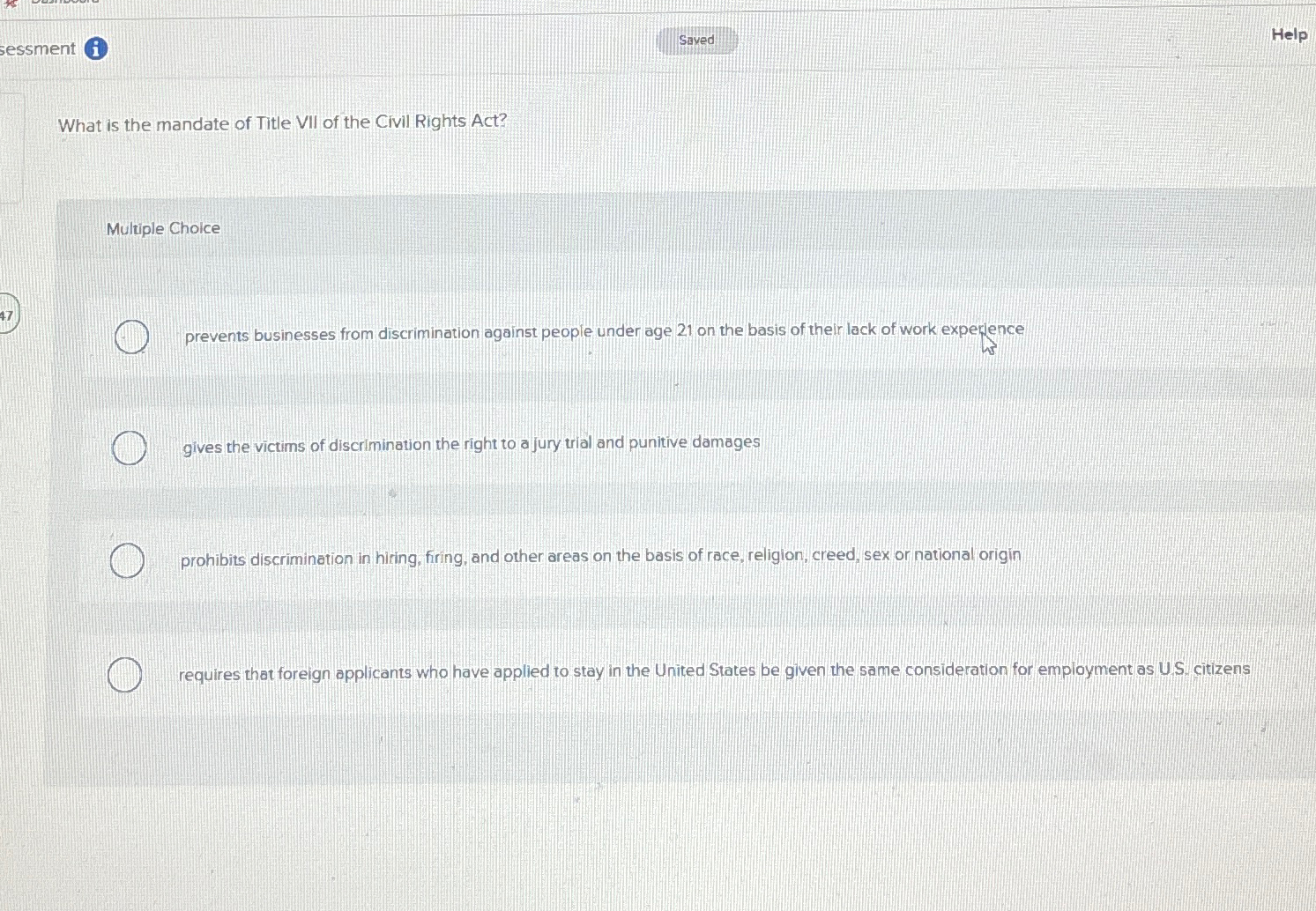 Solved What is the mandate of Title VII of the Civil Rights | Chegg.com