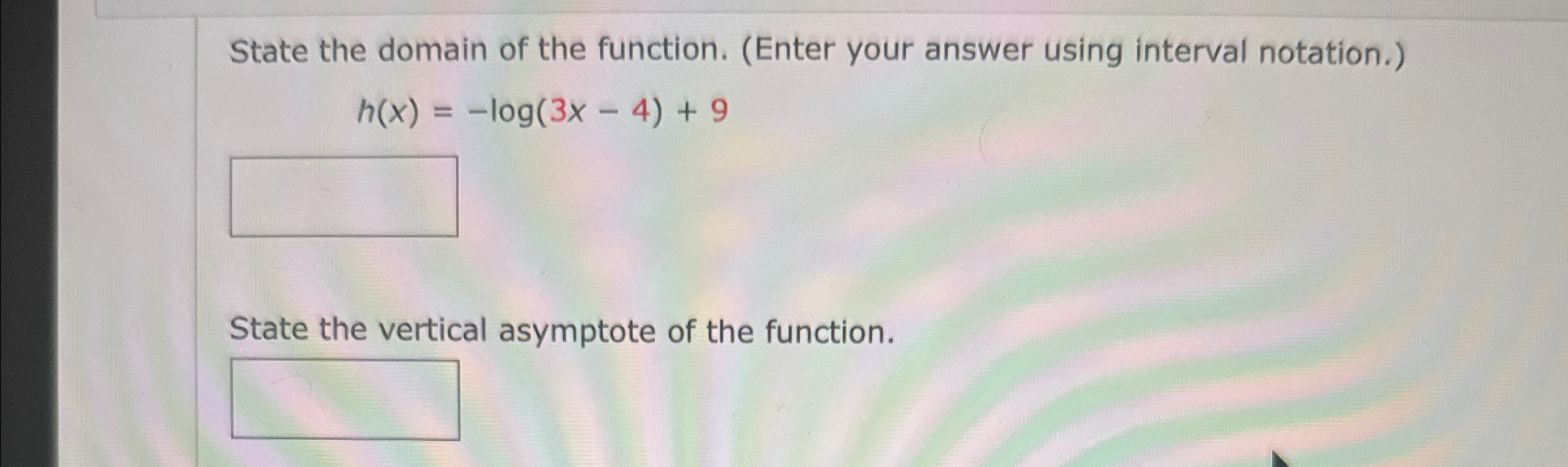 Solved State the domain of the function. (Enter your answer | Chegg.com