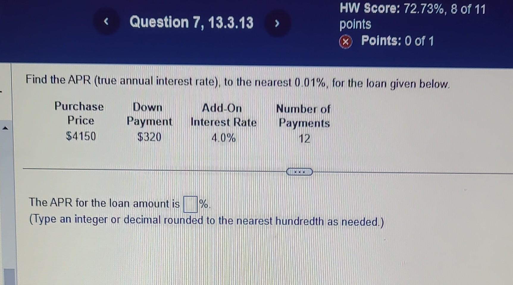 Solved Find the APR (true annual interest rate), to the | Chegg.com