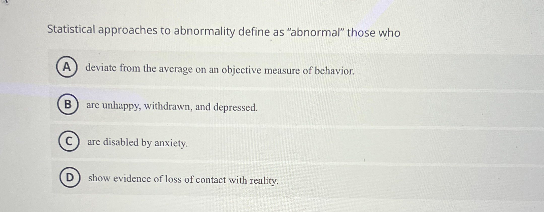 Solved Statistical approaches to abnormality define as | Chegg.com