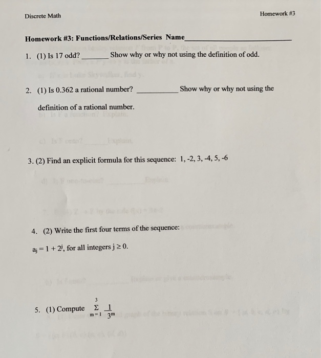 Solved Discrete Math Homework # 3 Homework #3: | Chegg.com