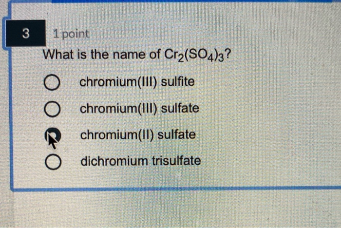 Solved 2 1 point What is the formula of cobalt(III) | Chegg.com
