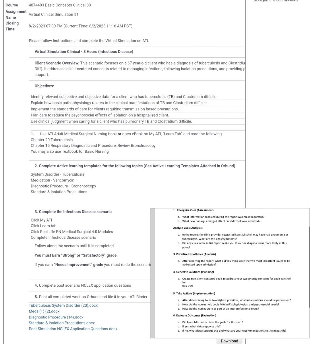Solved Course 4074403 Basic Concepts Clinical 80 Assignment | Chegg.com