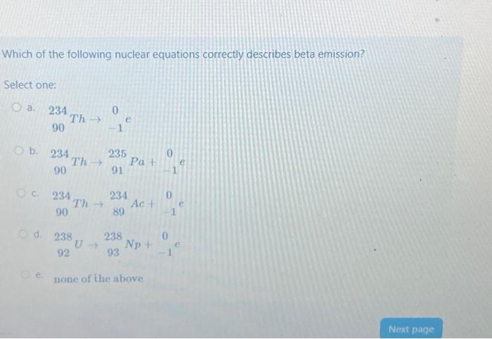 Solved Which of the following nuclear equations correctly | Chegg.com