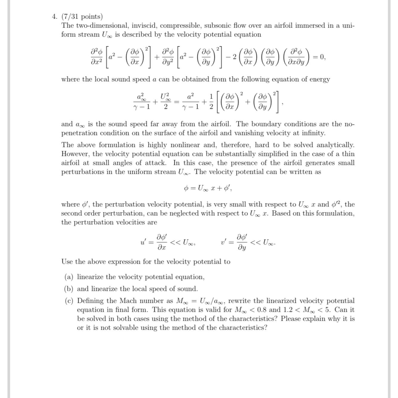 Solved 2D, ﻿invisxid, compressible, subsonic flow | Chegg.com